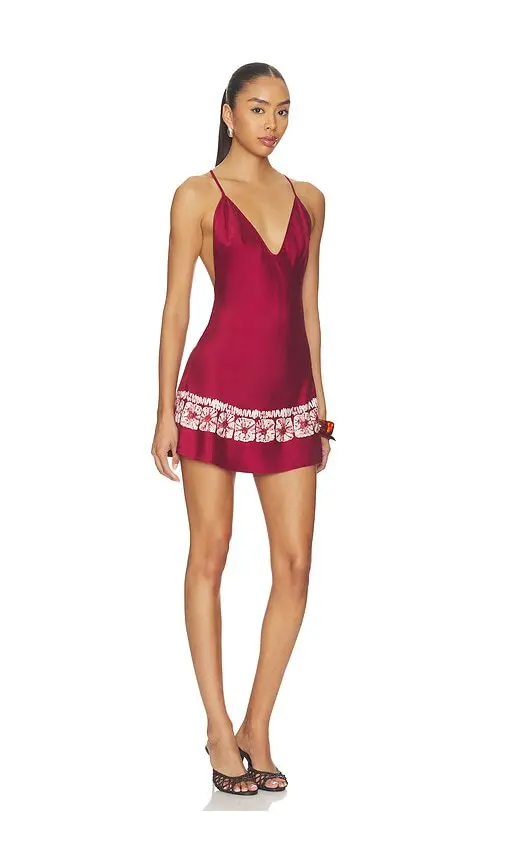 Frankies Bikinis Colette Silk Mini Dress In Burgundy