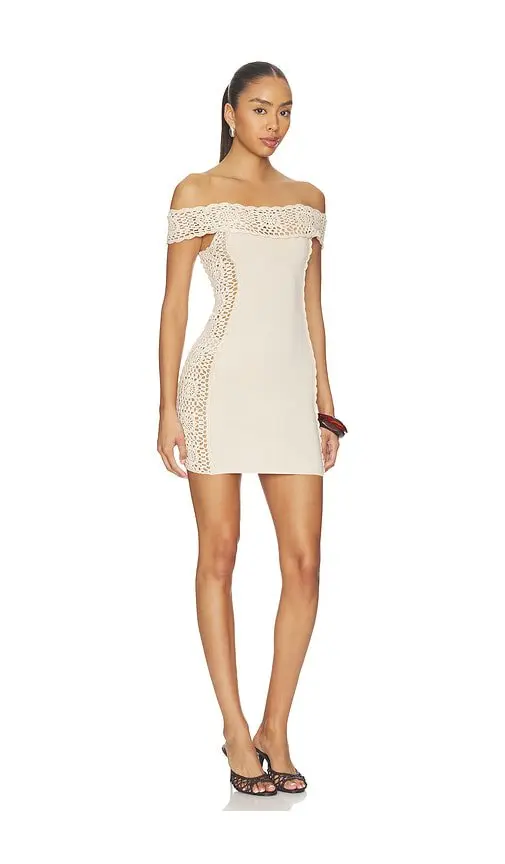 Frankies Bikinis Fleur Crochet Mini Dress In Cream