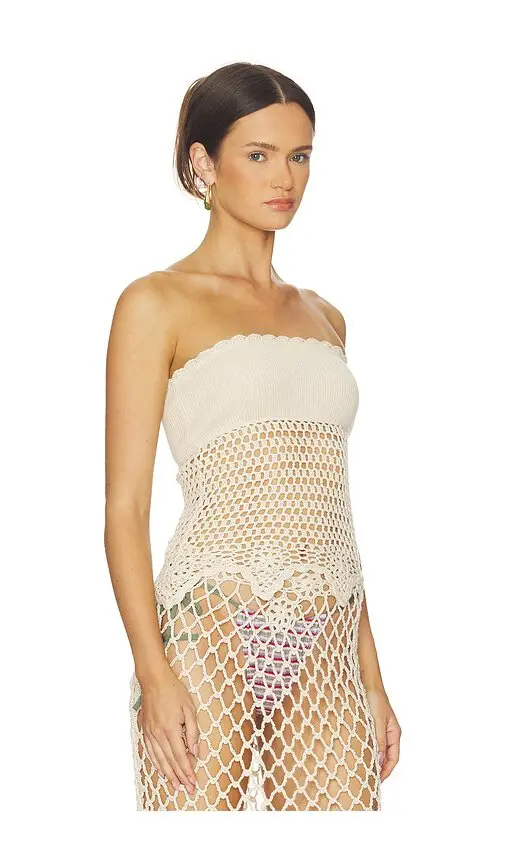 Frankies Bikinis Star Crochet Blouse In Cream