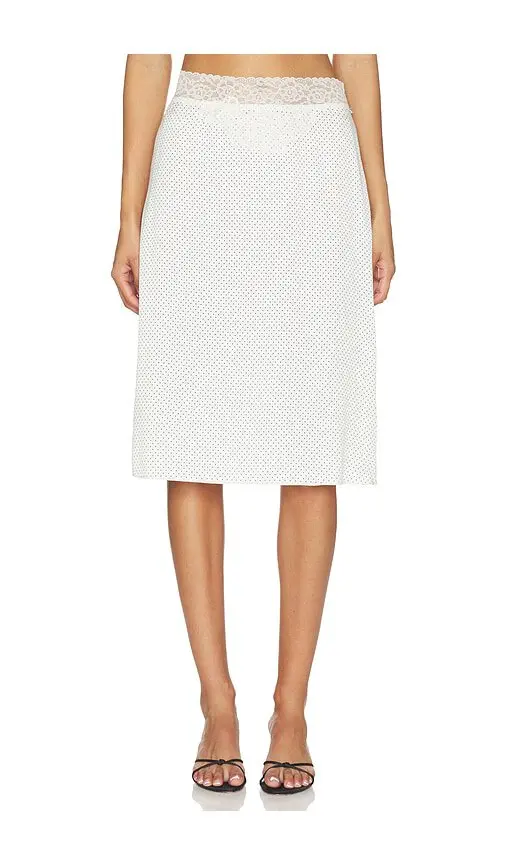 Frankies Bikinis Laura Silk Midi Skirt In White - French Pearl