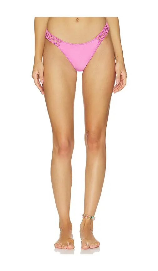 Frankies Bikinis Dove Satin Bikini Bottom In Pink