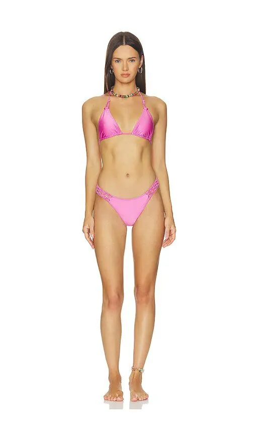 Frankies Bikinis Dove Satin Bikini Bottom In Pink