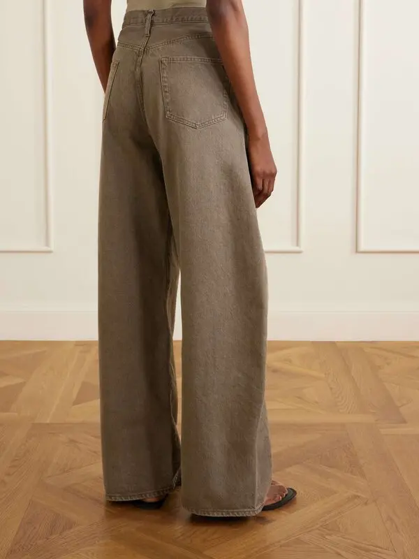 SSSTEIN Deformation High-rise Wide-leg Jeans - Army Green