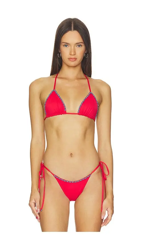 Frankies Bikinis Nick Beaded Bikini Top - Havana