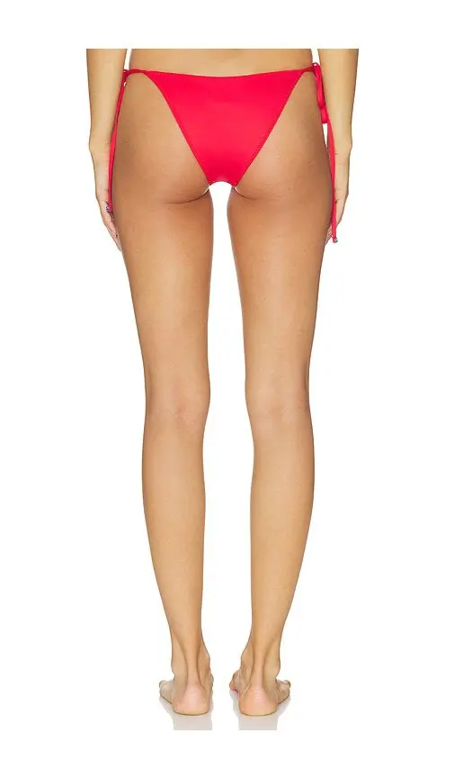 Frankies Bikinis Mackenzie Beaded Bikini Bottom In Red
