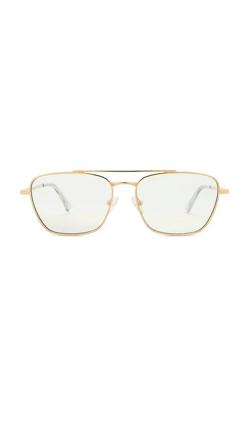 Le Specs Diametric Ii Blue Light Glasses In Metallic - Gold