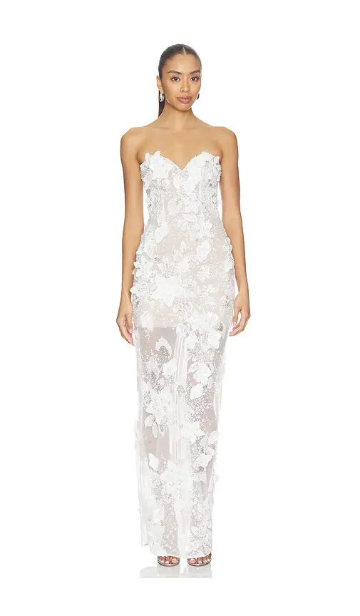 BRONX BANCO Dahlia Bridal Strapless Maxi Dress - White