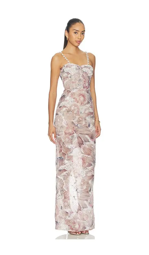 BRONX BANCO Eve Dahlia Maxi Dress With Straps In Blush