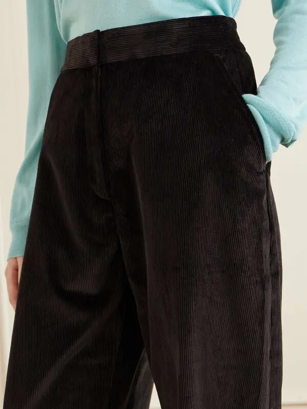 Studio Nicholson Grange Cotton-corduroy Wide-leg Pants - Dark Brown
