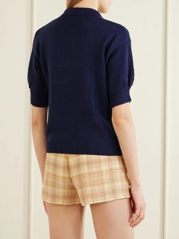Alessandra Rich Open-knit Wool Polo Shirt