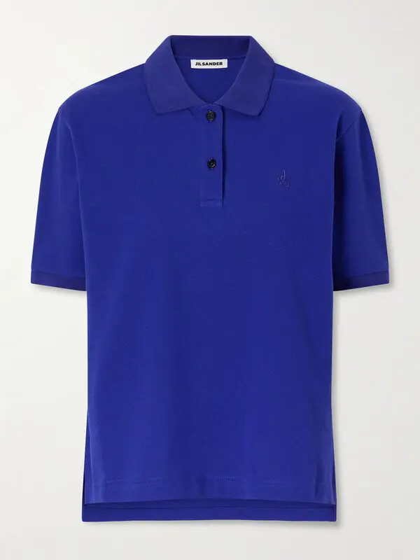JIL SANDER Logo-embroidered Cotton-piqué Polo Shirt - Cobalt Blue