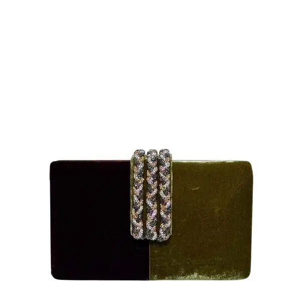 SIMITRI Mocha Braided Fringe Clutch - Green