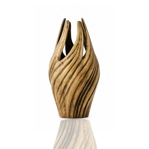 MARLETH Abstract Gold Ceramic Vase With Sculptural Twist Design - Brown