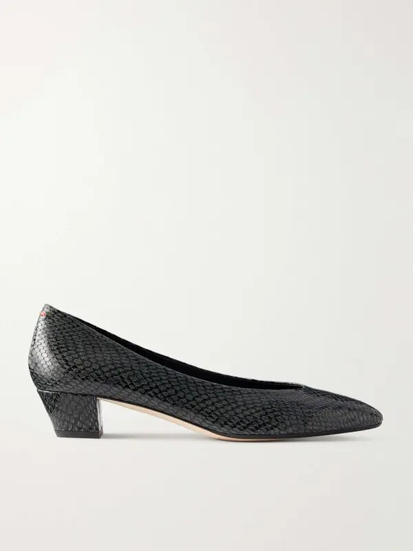 AeydĒ Helia 35 Snake-effect Leather Pumps - Dark Green