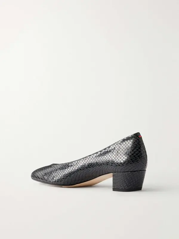 AeydĒ Helia 35 Snake-effect Leather Pumps - Dark Green
