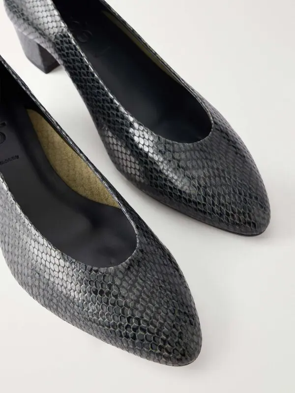 AeydĒ Helia 35 Snake-effect Leather Pumps - Dark Green