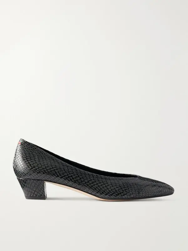 AeydĒ Helia 35 Snake-effect Leather Pumps - Green