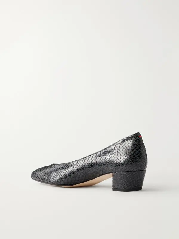 AeydĒ Helia 35 Snake-effect Leather Pumps - Green
