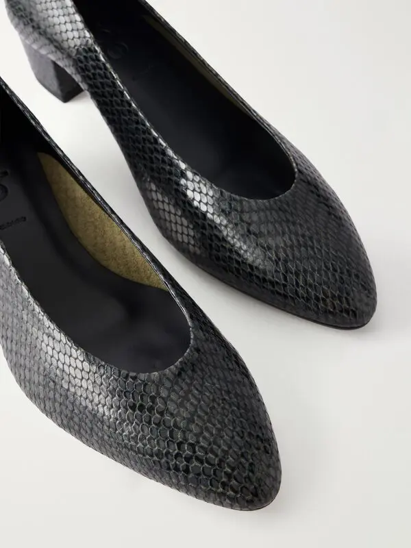 AeydĒ Helia 35 Snake-effect Leather Pumps - Green