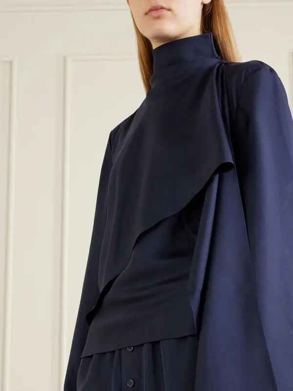 RÓHE Scarf-detailed Silk-satin Blouse - Navy