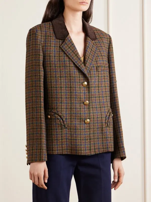 BLAZÉ MILANO Checked Wool Blazer - Brown