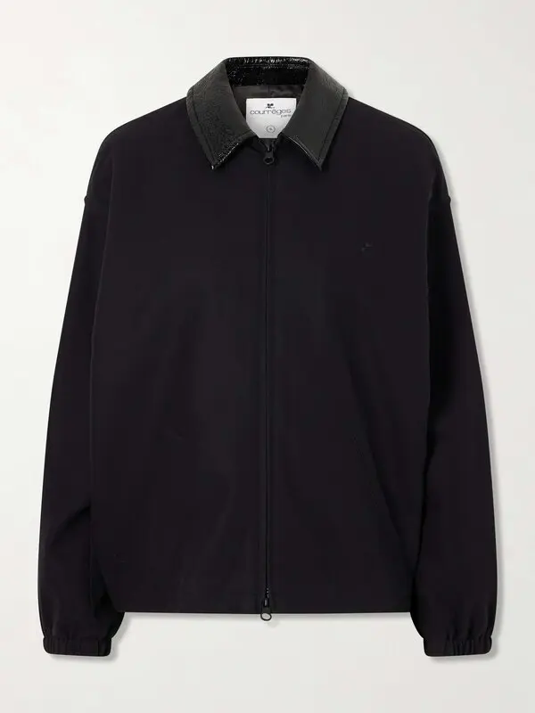 COURREGES Logo-embroidered Cotton Canvas Bomber Jacket - Black