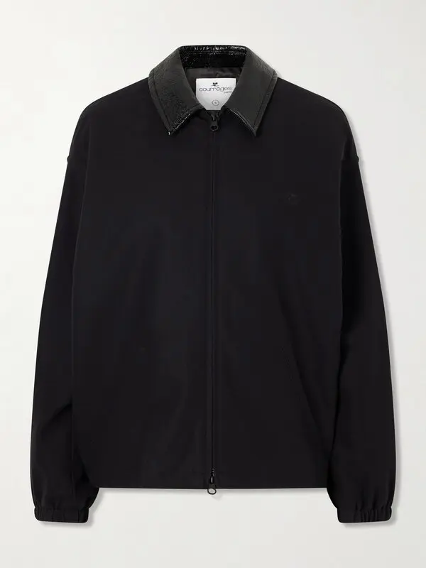 COURREGES Courrèges Logo Embroidered Cotton Canvas Bomber Jacket - Black