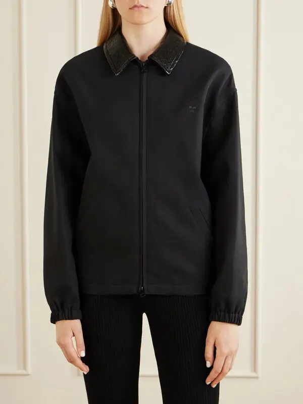 COURREGES Courrèges Logo Embroidered Cotton Canvas Bomber Jacket