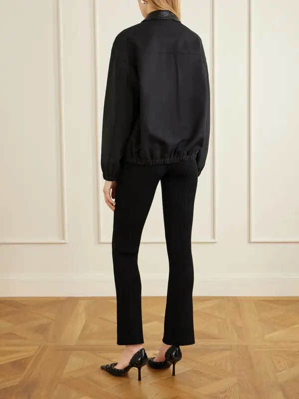 COURREGES Courrèges Logo Embroidered Cotton Canvas Bomber Jacket