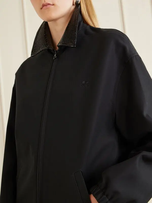 COURREGES Courrèges Logo Embroidered Cotton Canvas Bomber Jacket