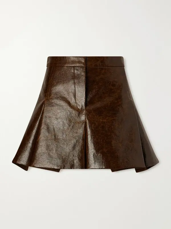 Sportmax Pleated Coated Cotton-canvas Mini Skirt