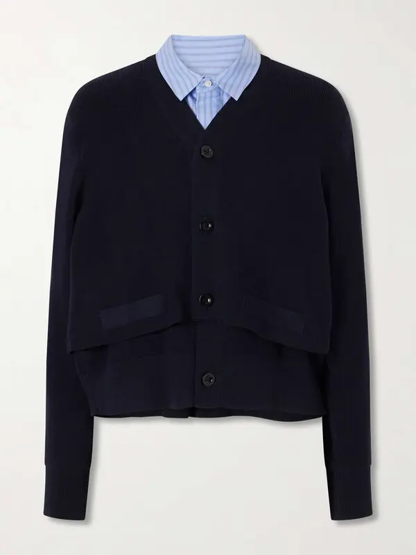 Sacai Cotton-poplin Cardigan - Navy