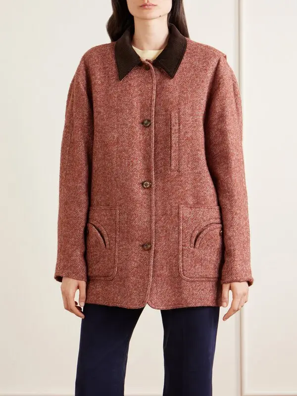 BLAZÉ MILANO Tailored Herringbone Jacket With Corduroy Collar