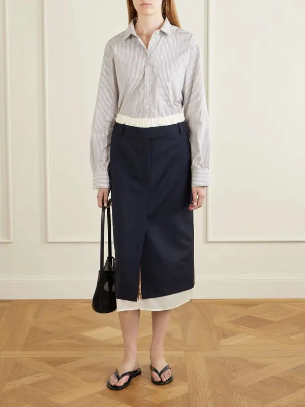 RÓHE Ruched Wool And Mohair-blend Midi Skirt