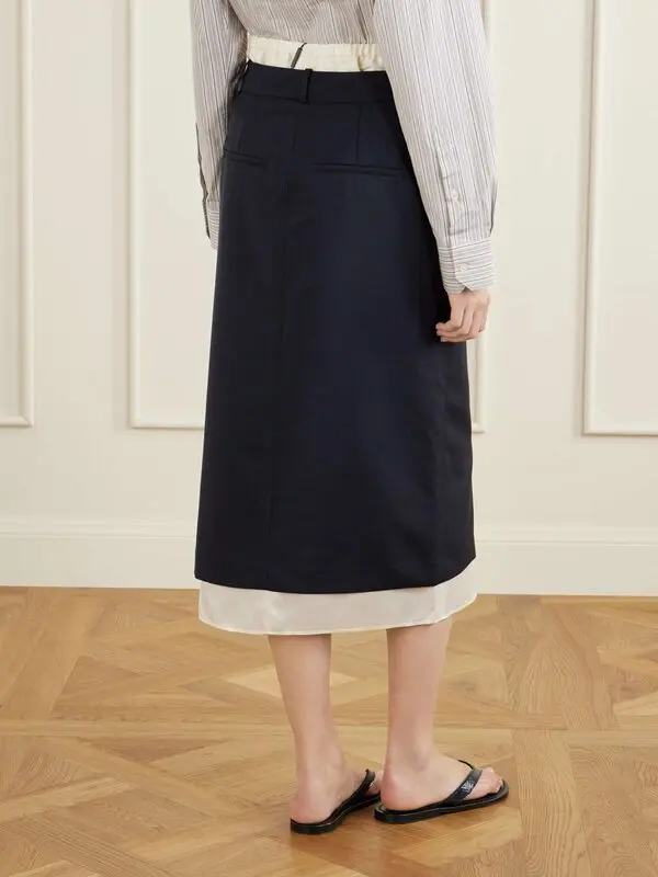 RÓHE Ruched Wool And Mohair-blend Midi Skirt