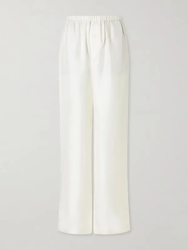 RÓHE Silk-satin Wide-leg Pants - White