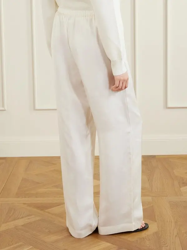 RÓHE Silk-satin Wide-leg Pants - White