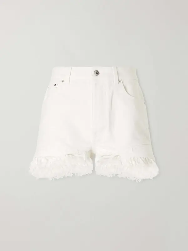Rabanne Frayed Denim Shorts - Cream