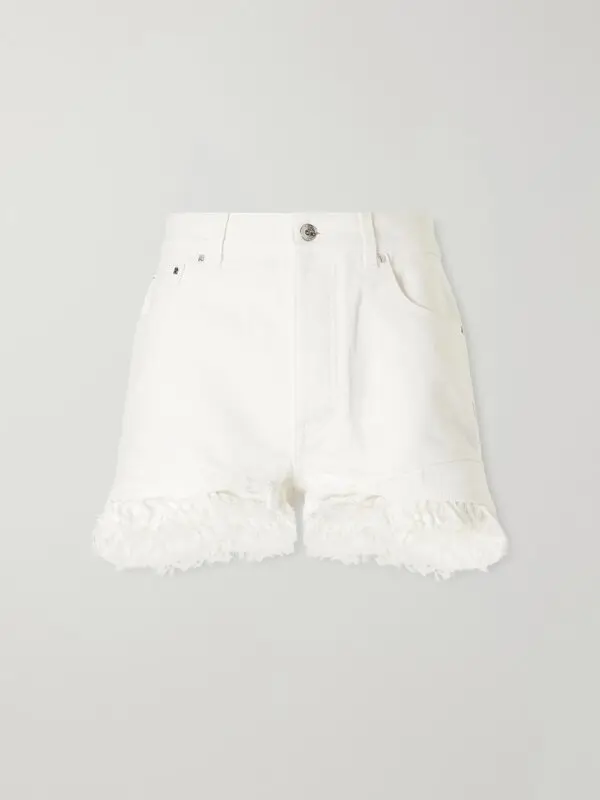 Rabanne Frayed Denim Shorts - Neutrals