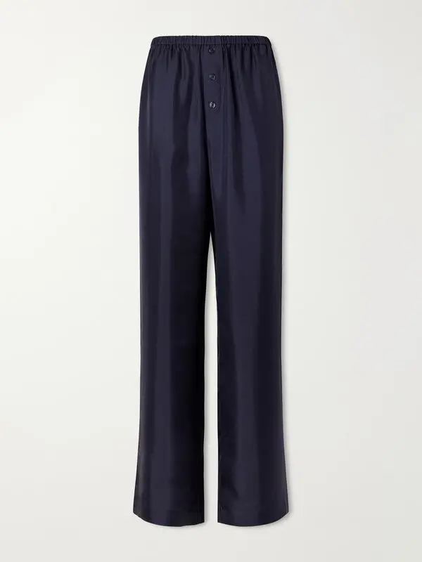 RÓHE Silk Satin Wide-leg Pants - Blue