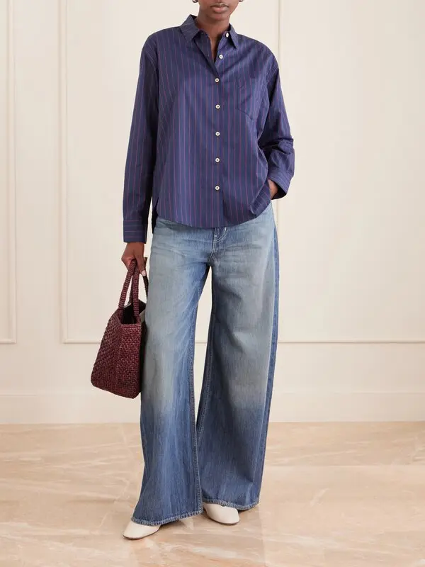 JAMIE HALLER Weekend Striped Cotton Shirt