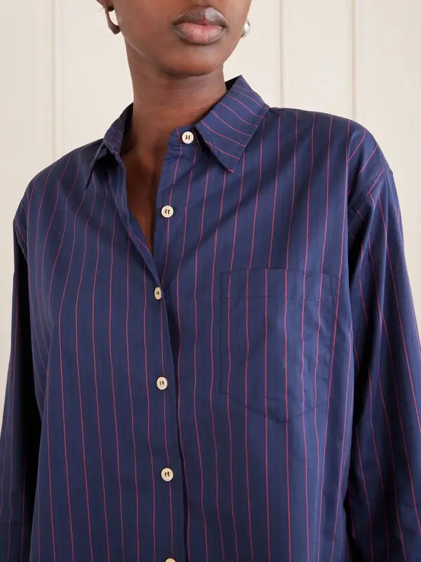 JAMIE HALLER Weekend Striped Cotton Shirt