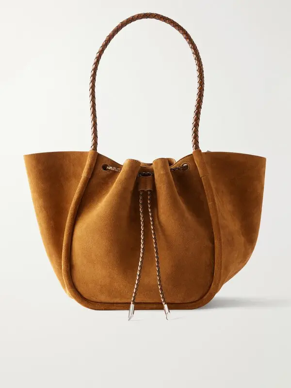 Proenza Schouler Ruched Suede Tote With Leather Trim - Brown