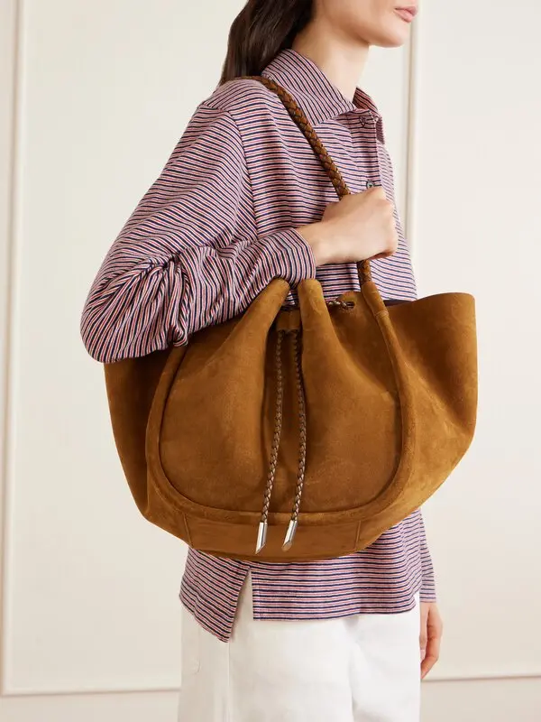 Proenza Schouler Ruched Suede Tote With Leather Trim