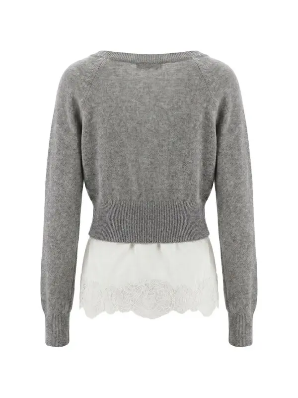 Ermanno Scervino Cashmere Cardigan With Lace Trim