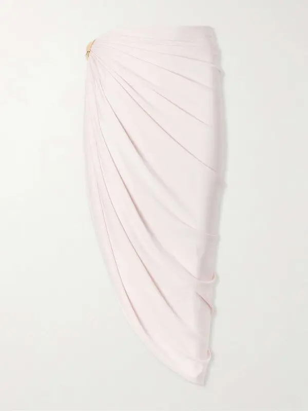 Sportmax Embellished Draped Jersey Midi Skirt