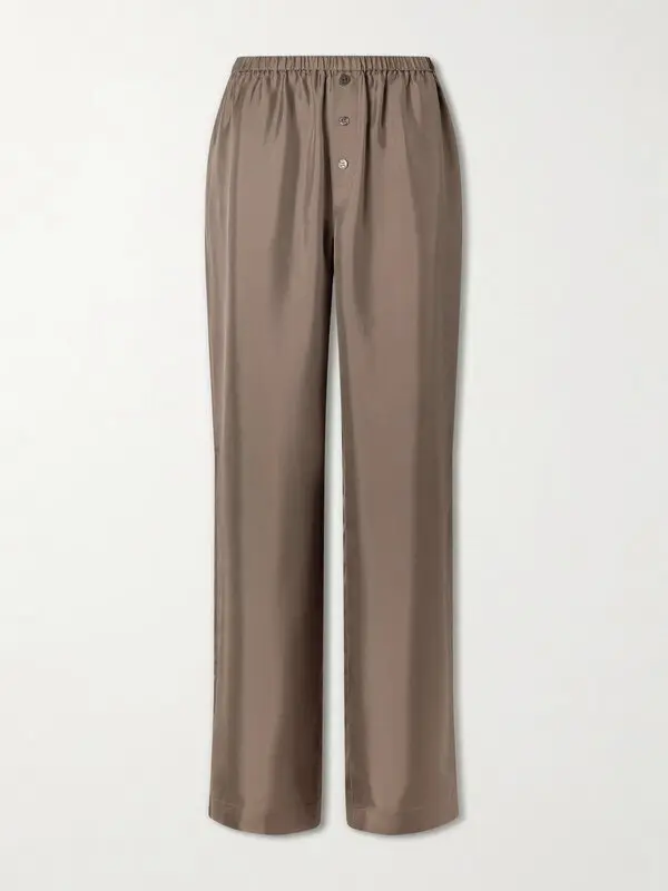 RÓHE Silk Satin Wide-leg Trousers - Brown