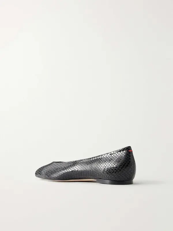 AeydĒ Ellie Snake-effect Leather Ballet Flats