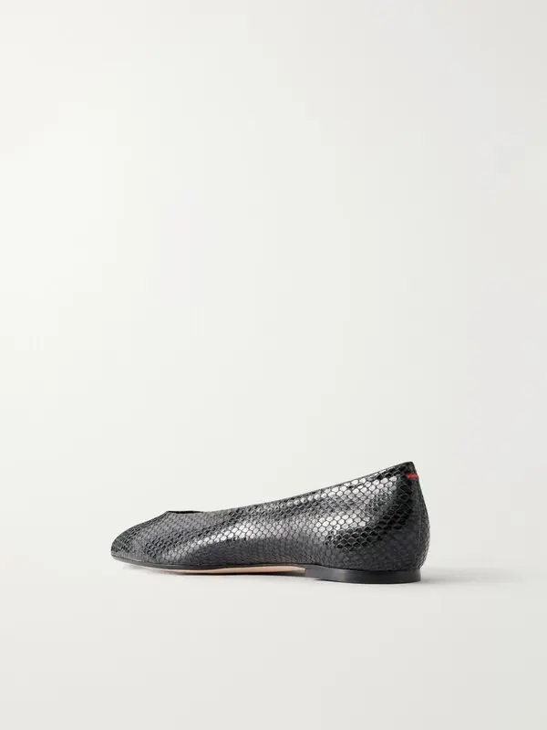 AeydĒ Ellie Snake-effect Leather Ballet Flats