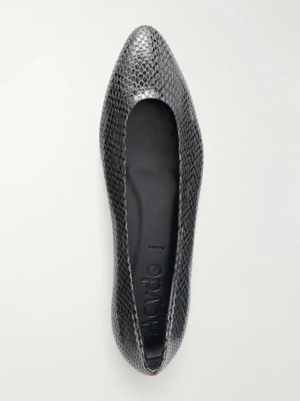 AeydĒ Ellie Snake-effect Leather Ballet Flats